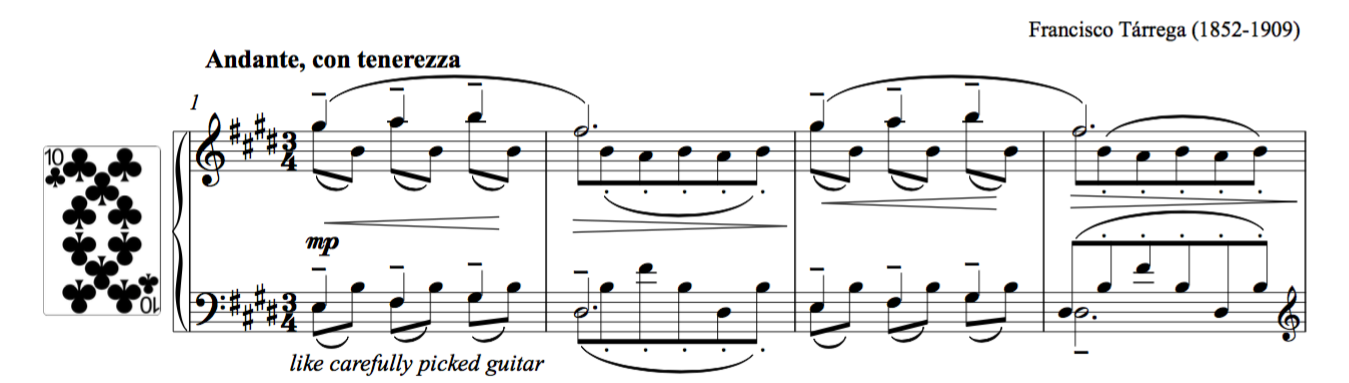 A year of ballet playing cards #36: A triple meter ballad by Tárrega